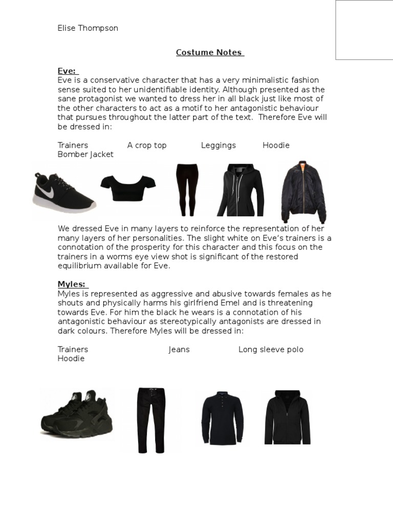 Costume Notes | PDF | Clothing