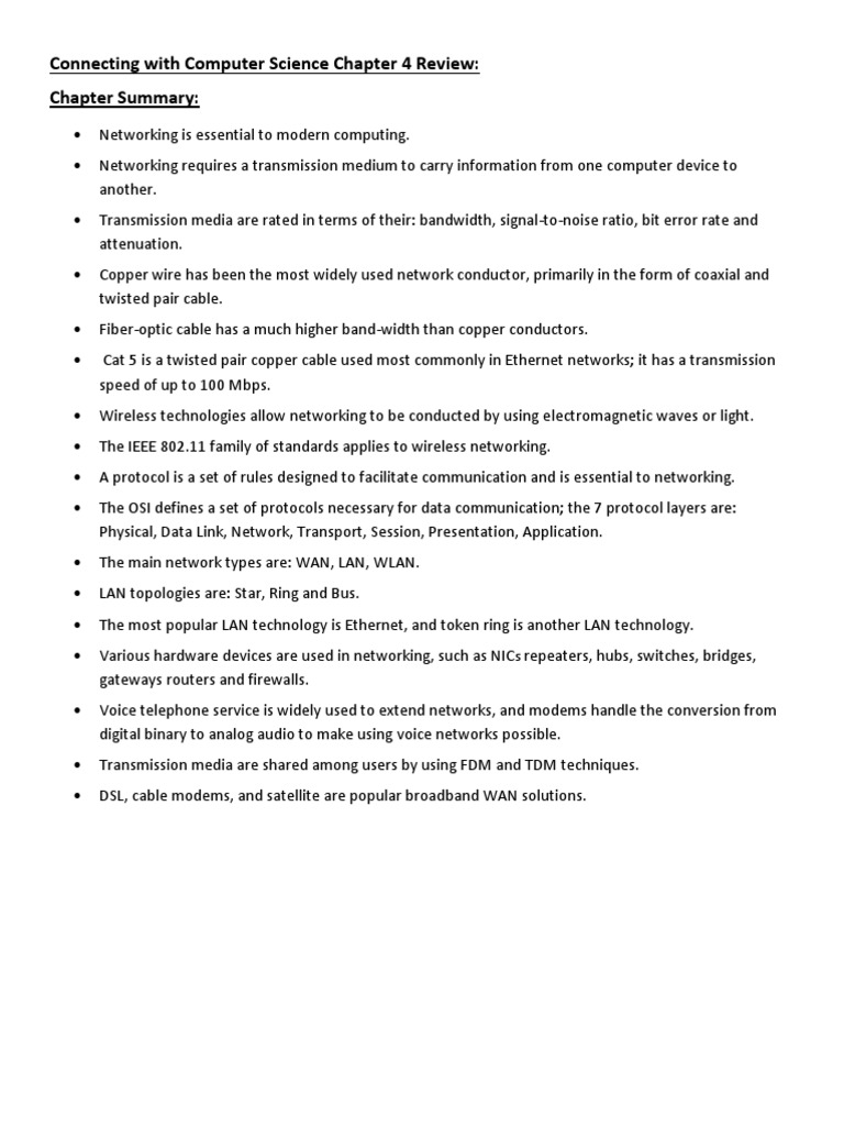 Connecting With Computer Science Chapter 4 Review: Chapter Summary ...