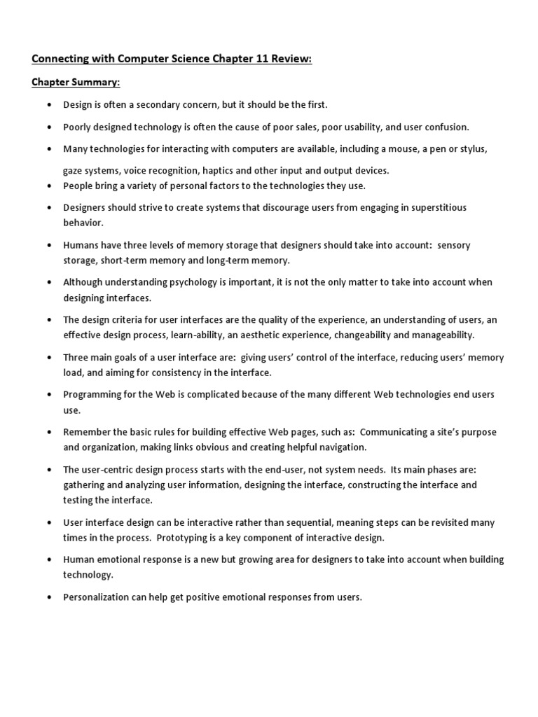 Connecting With Computer Science Chapter 11 Review | PDF | User ...