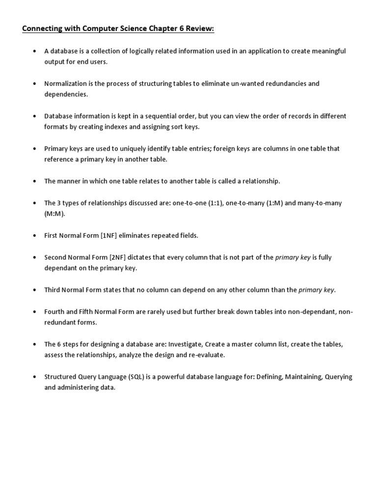 Connecting With Computer Science Chapter 6 Review | PDF