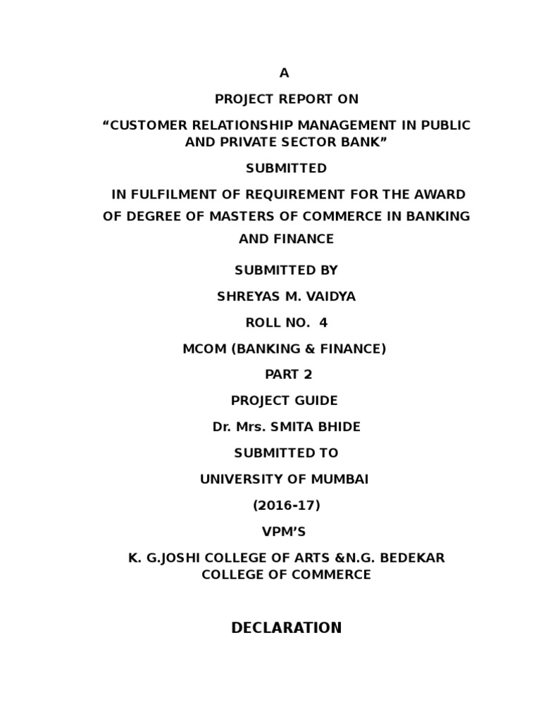 RM Project Final | PDF | Customer Relationship Management | Banks