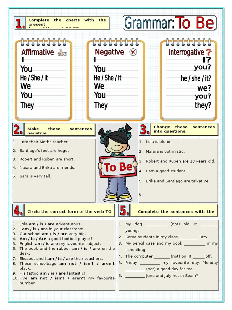 Complete The Charts With The Present Form of The Verb TO BE | PDF