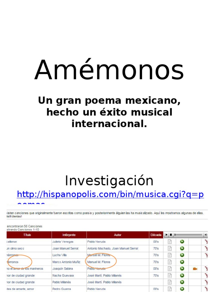 Amémonos, Un Poema Hecho Canción | PDF | México | Amor