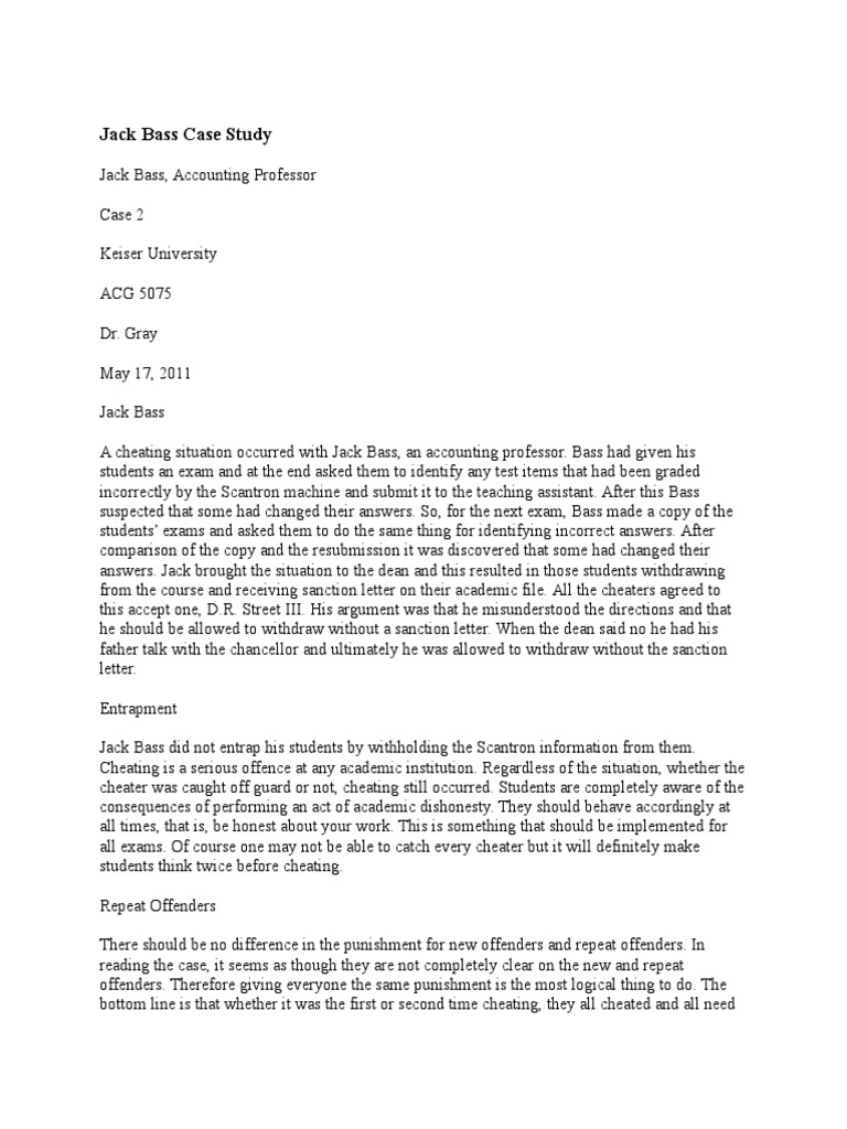 Jack Bass Case Study | PDF | Academic Dishonesty | Punishments