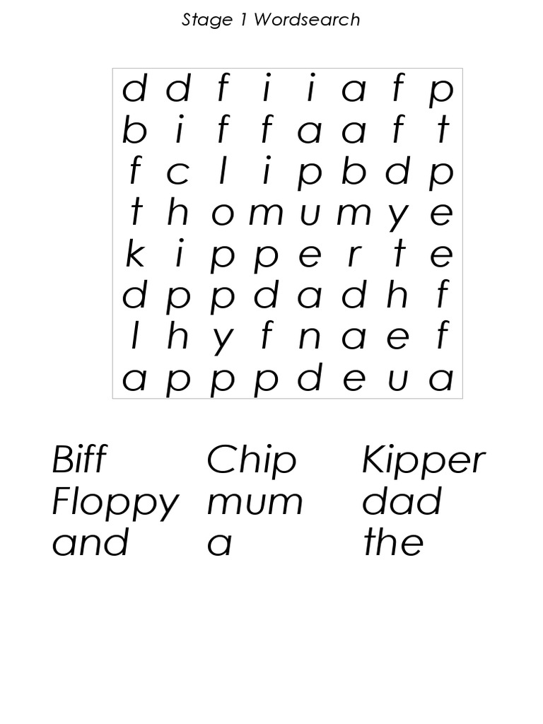 Stage 1 Wordsearch | PDF
