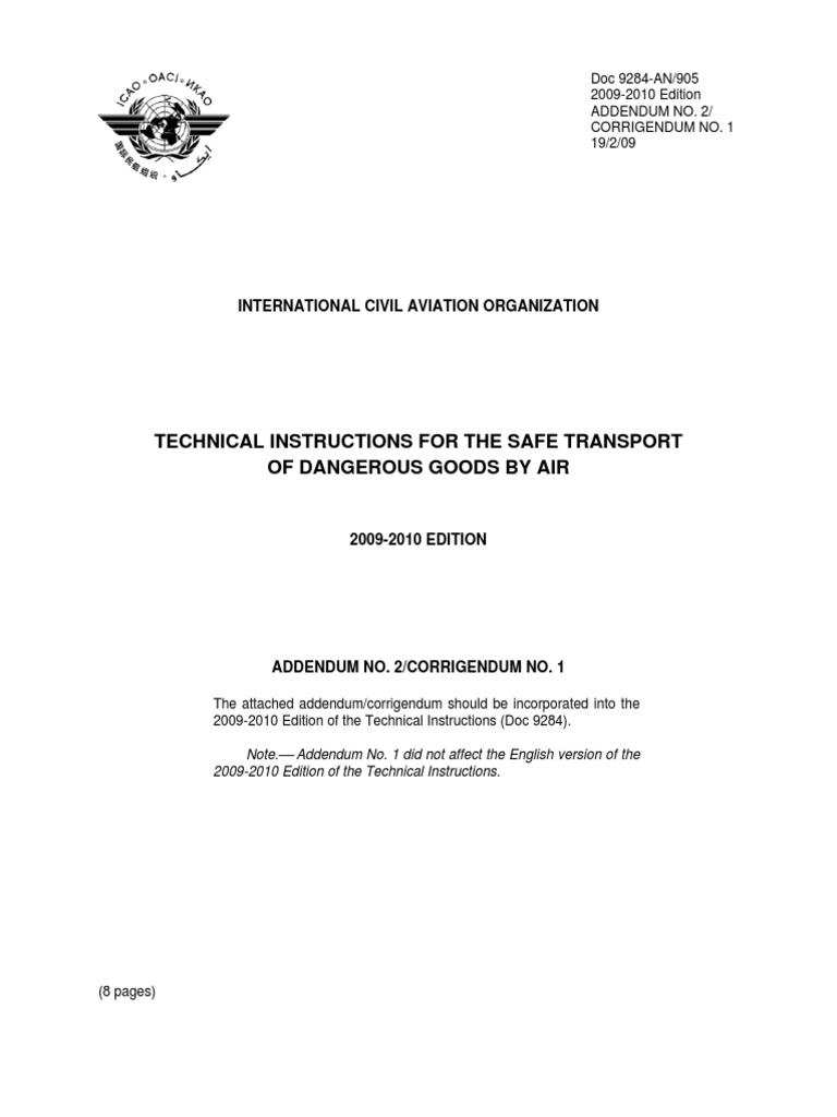 9284 - Technical Instruction Addenum 2 Corrigendum 1 PDF | PDF ...