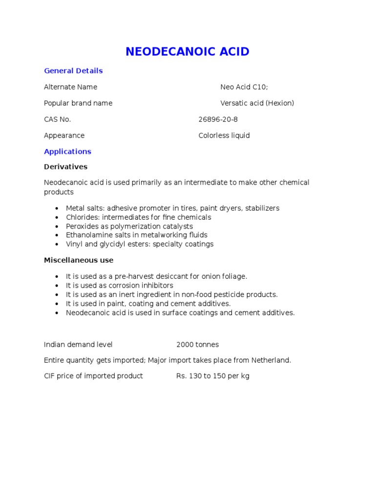Neodecanoic Acid | PDF