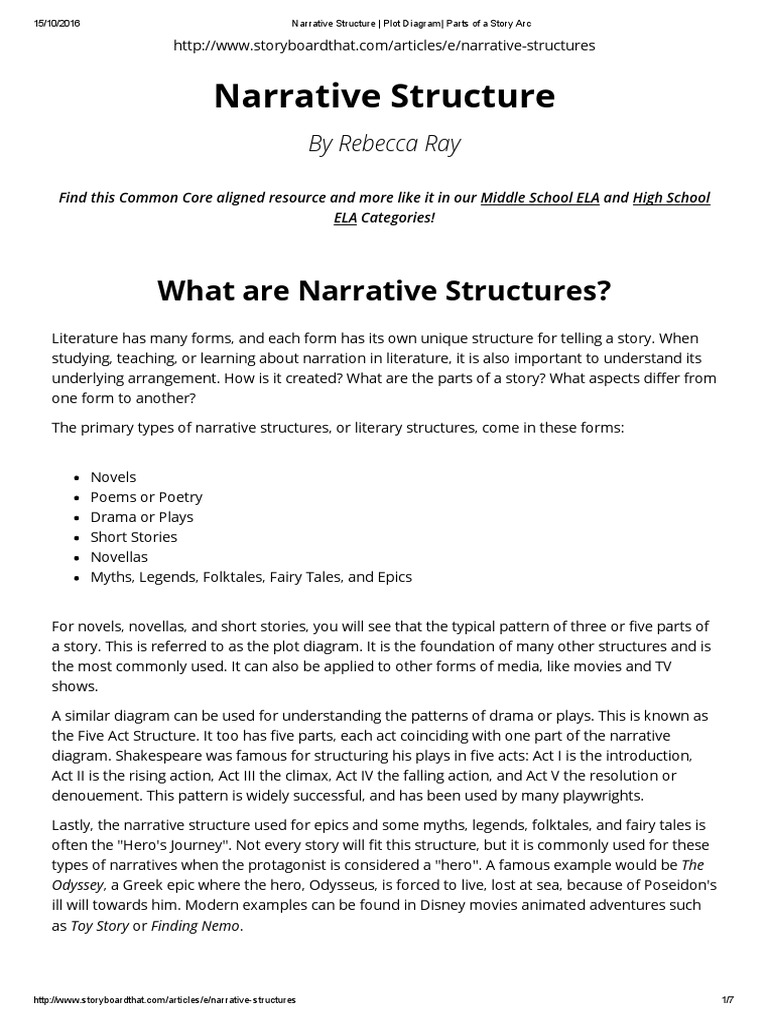 Narrative Structure - Plot Diagram - Parts of A Story Arc | PDF ...