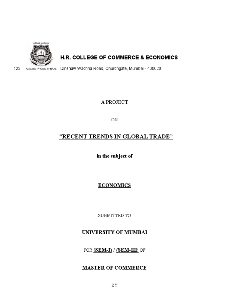 H.R. College of Commerce & Economics: "Recent Trends in Global Trade" | PDF