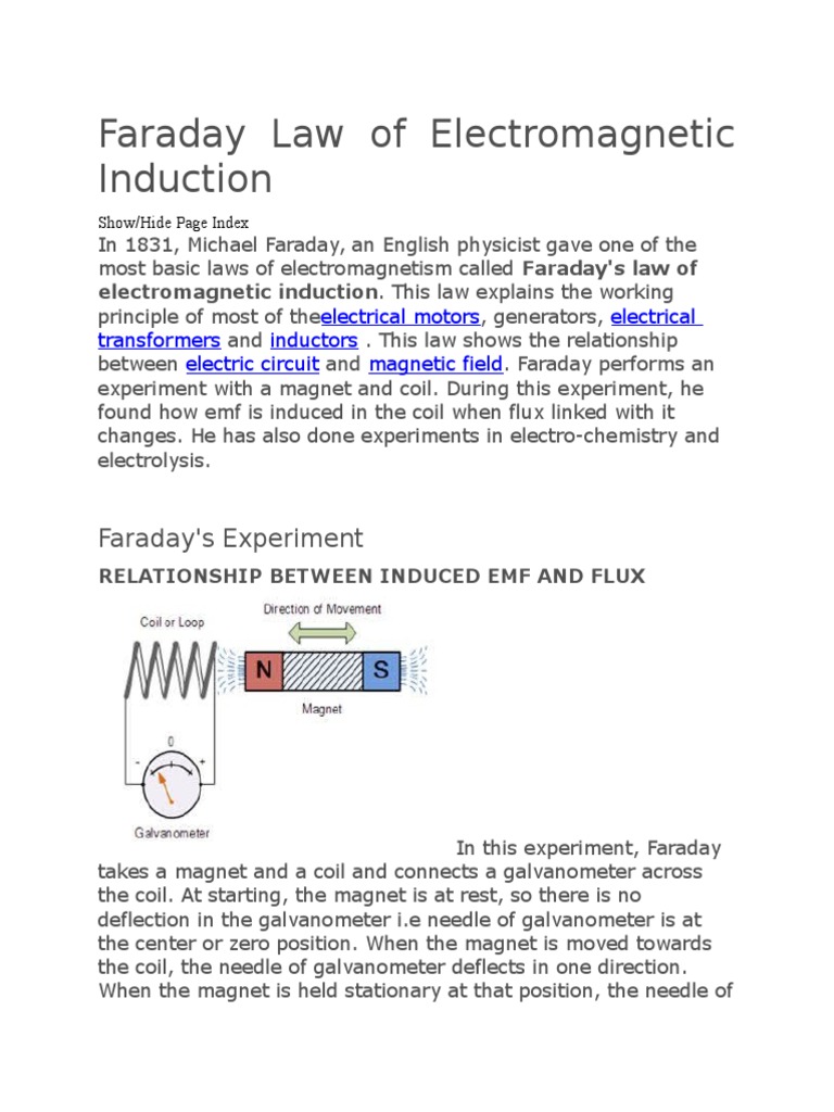 Faraday Law of Electromagnetic Induction.docx | Electromagnetic ...
