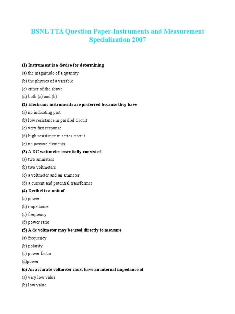 BSNL TTA Question Paper 2 PDF | PDF