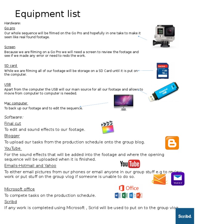 Equipment List | PDF