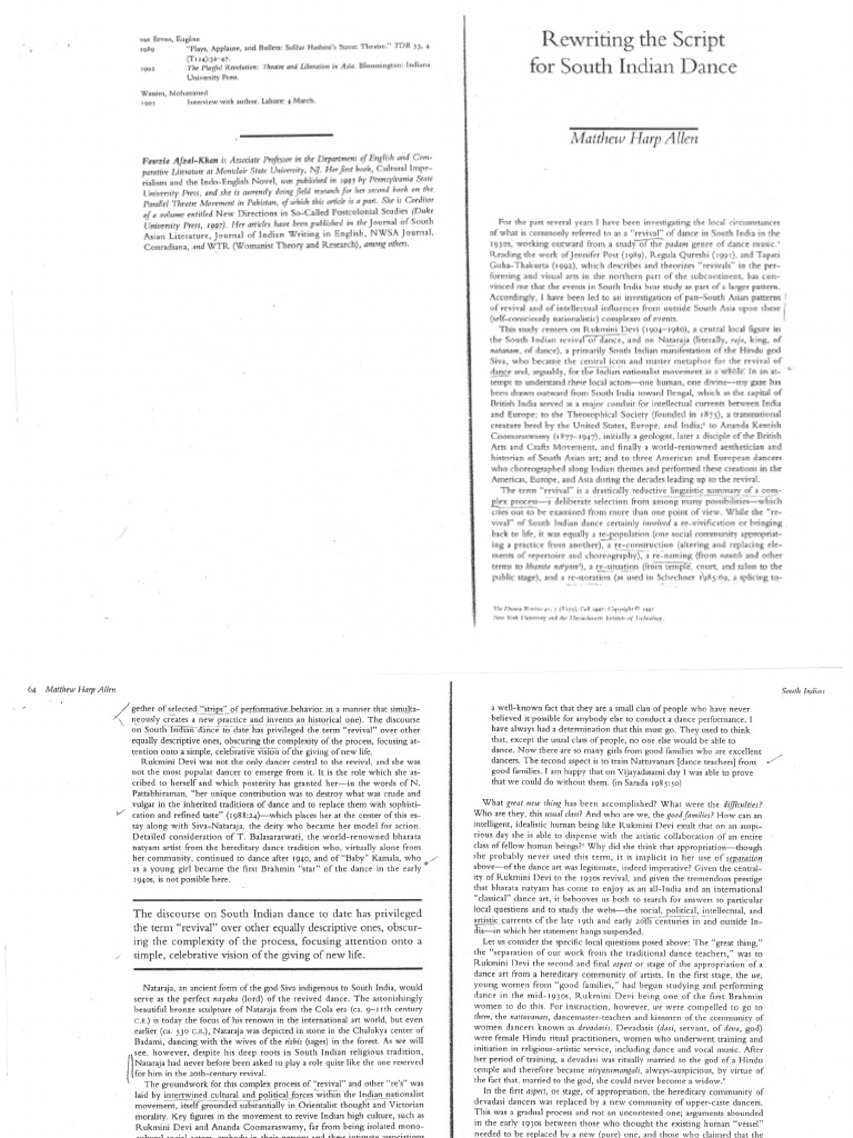Allen, Rewriting The Script For South Indian Dance | PDF