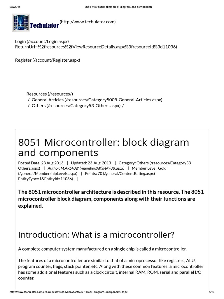 8051 Microcontroller - Block Diagram and Components | PDF ...