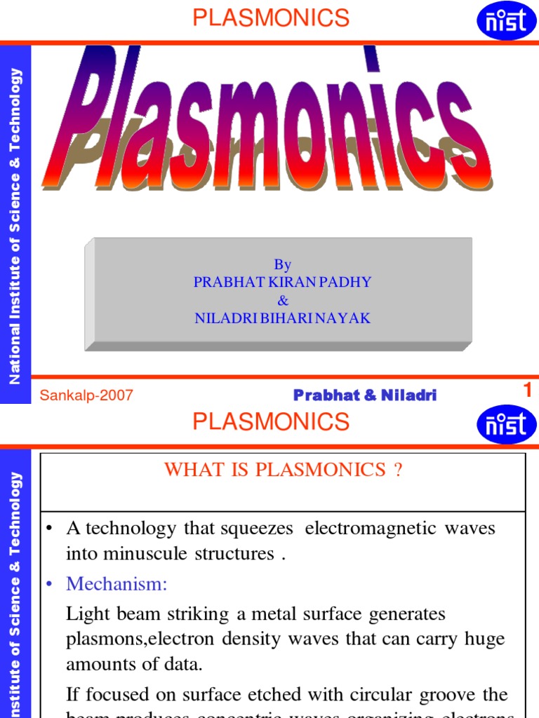 Plasmonics Slides PDF | PDF | Plasmon | Optics