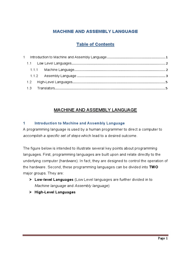Lecture8 Intro To Machine and Assembly Language | PDF | Assembly ...