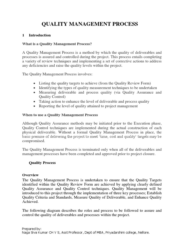 Quality Management Process | PDF | Quality Assurance | Quality Management
