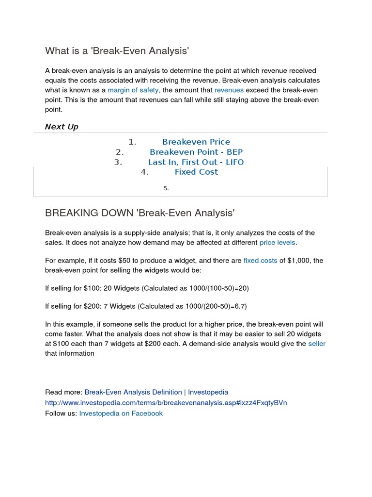 Break Even | PDF | Regression Analysis | Game Theory