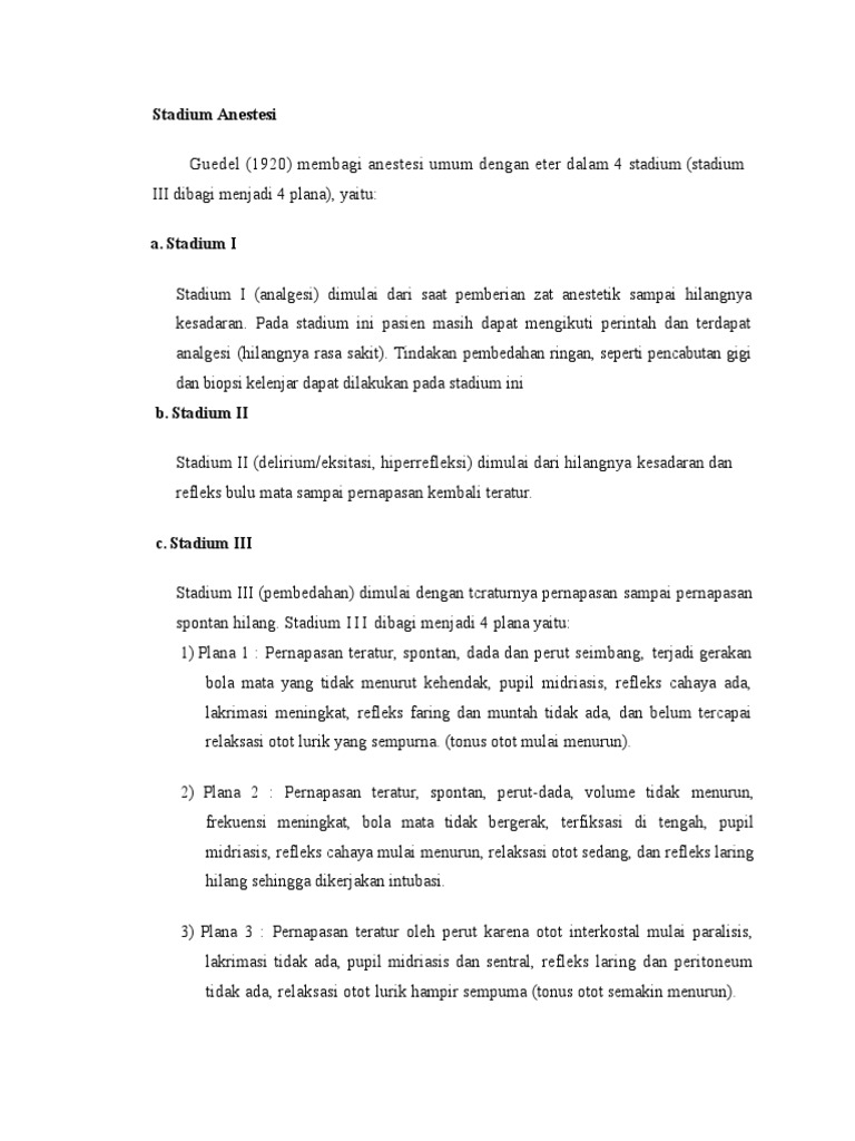 Stadium Anestesi | PDF