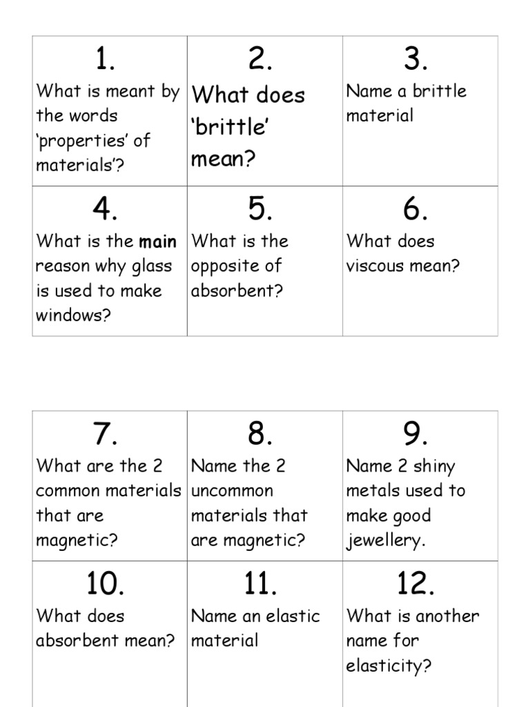 Materials Treasure Hunt | PDF