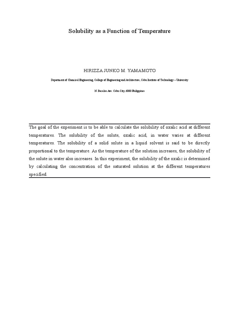 Phychem Lab Final Solubility | PDF | Solubility | Solution