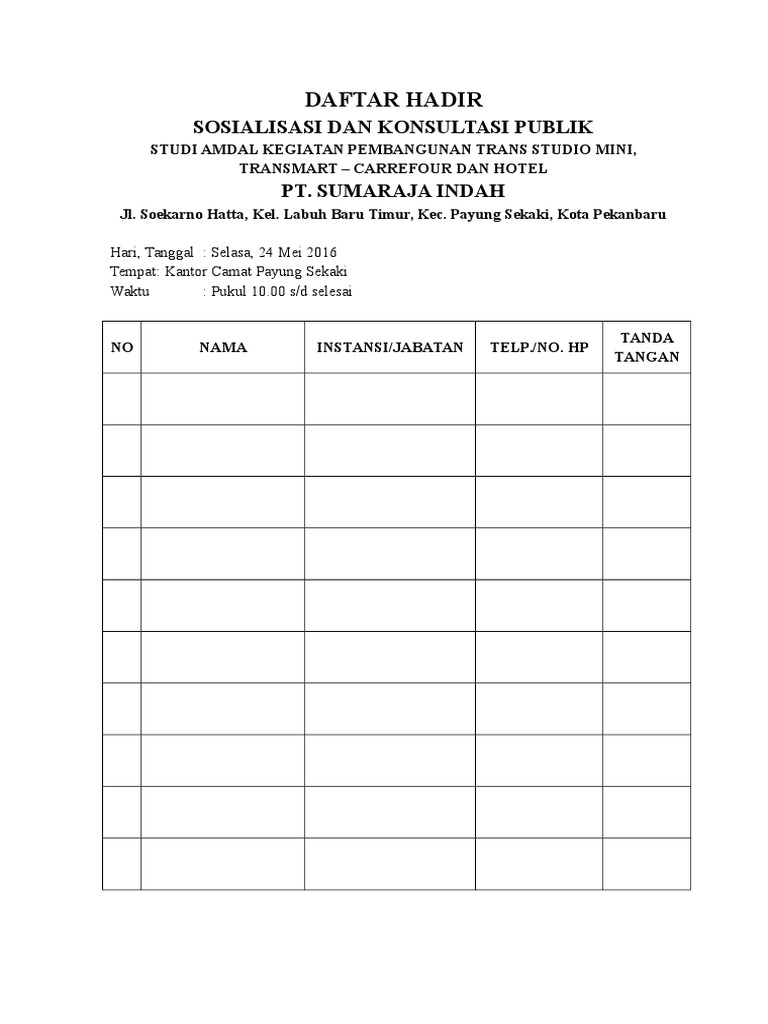 Daftar Hadir Sosialisasi | PDF