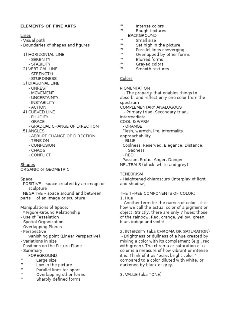 Elements of Fine Arts | PDF | Hue | Color