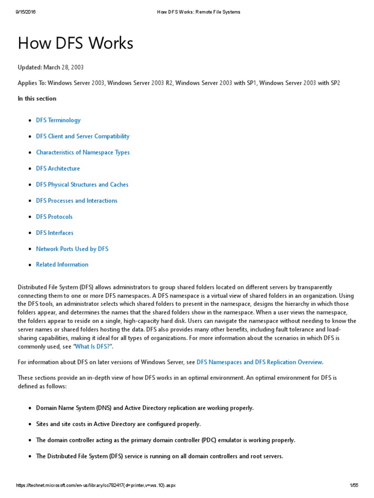 How DFS Works - Remote File Systems | PDF | Active Directory | Windows ...
