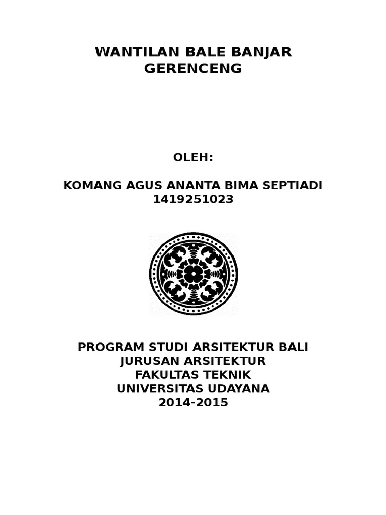 Wantilan Bale Banjar Gerenceng | PDF