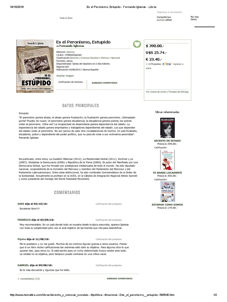Es El Peronismo, Estupido - Fernando Iglesias - Libros | PDF | Gobierno ... Es El Peronismo, Estupido - Fernando Iglesias - Libros | PDF | Gobierno ...