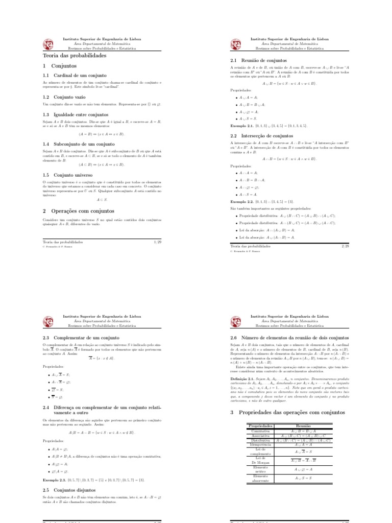 Resumo - Teoria Das Probabilidades | PDF | Conjunto (Matemática ...