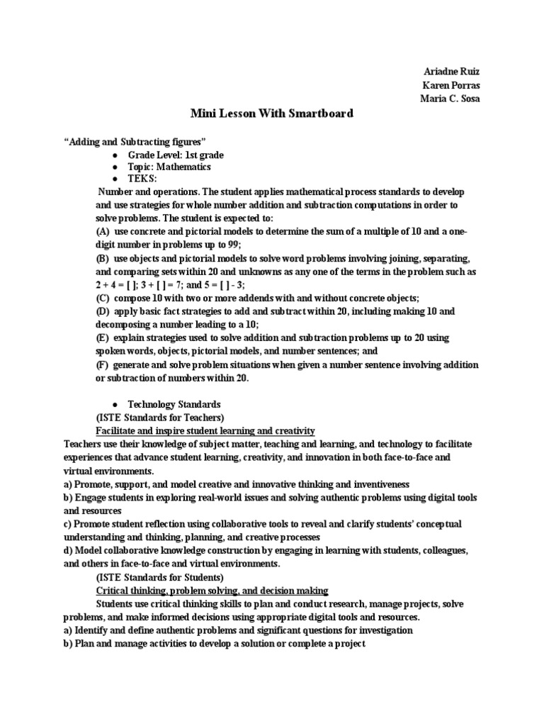 Mini Lesson With Smartboard | PDF