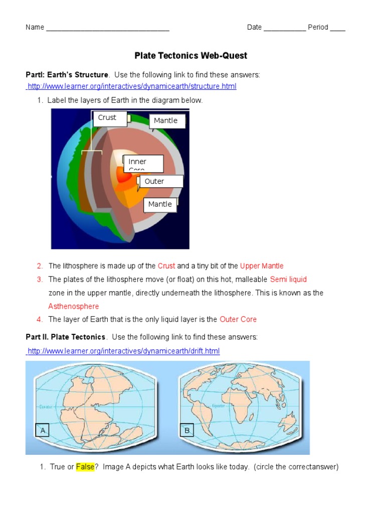 Plate Tectonics Webquest Guide | PDF | Plate Tectonics | Geological ...