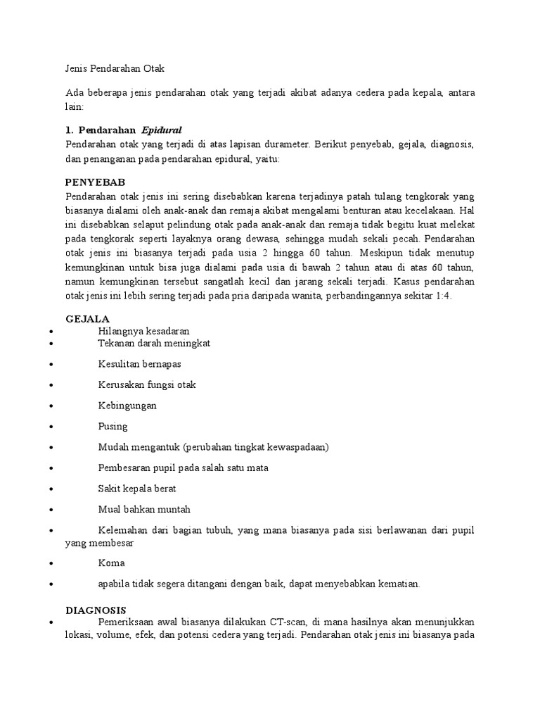 Jenis Pendarahan Otak | PDF