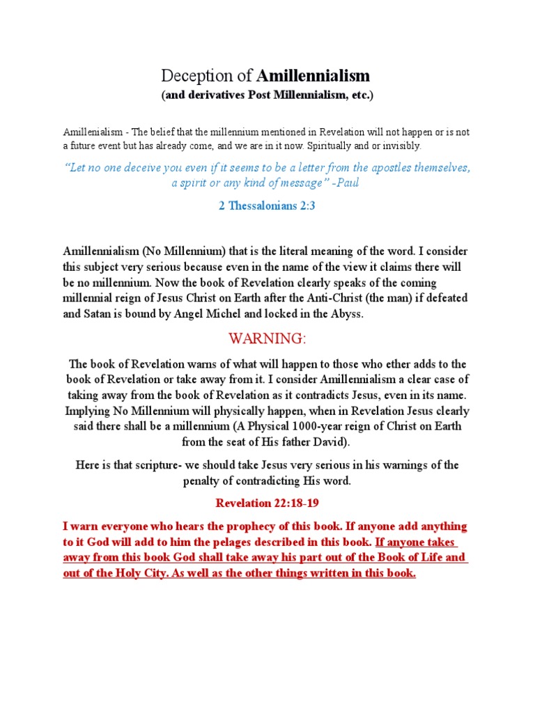 Deception of Amillennialism | PDF | Millennialism | Antichrist