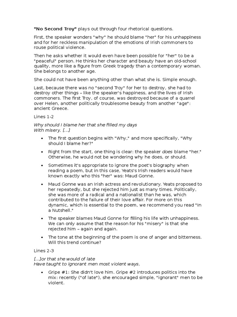 No Second Troy | Helen Of Troy | W. B. Yeats