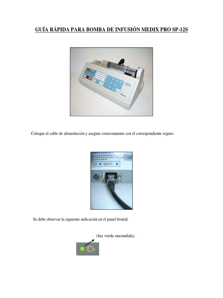 Guía Rápida para Bomba de Infusión Medix Pro SP - HPF | PDF