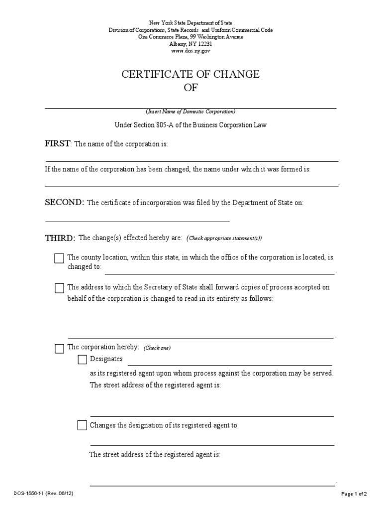 Change of Registered Agent in NY | PDF