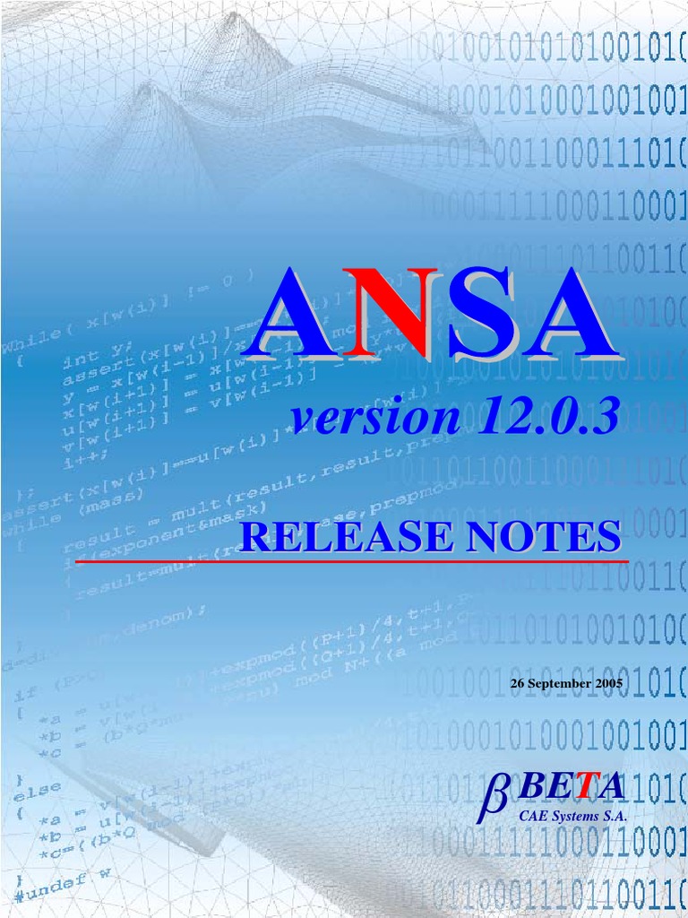 Ansa v12.0.3 Release Notes PDF | PDF | Parameter (Computer Programming ...
