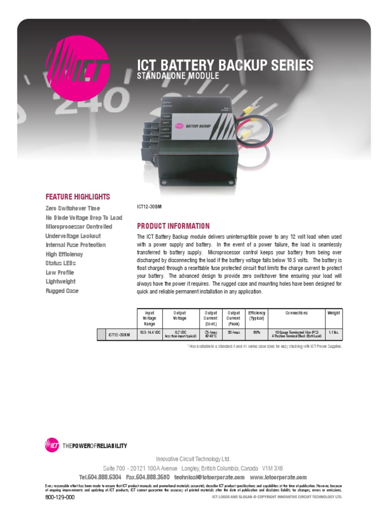 ICT - Battery Backup Module PDF | PDF | Battery (Electricity) | Power ...