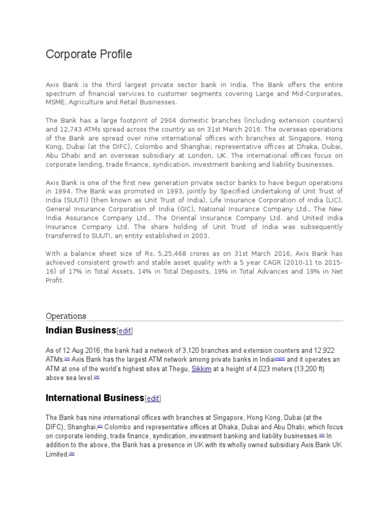 Axis Bank: Overview and Services | PDF | Financial Economics | Companies