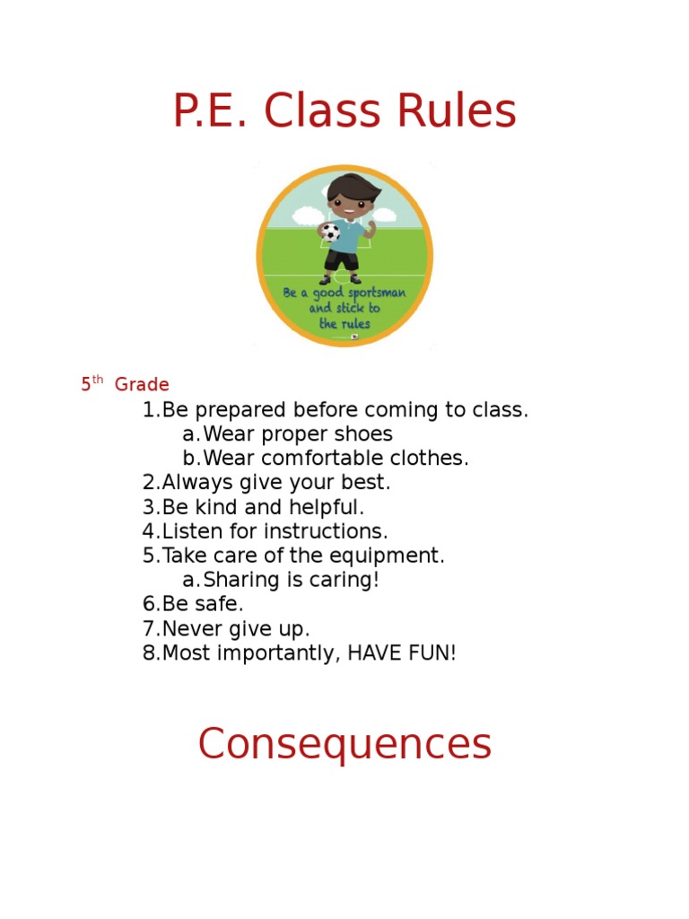P E Class Rules Consequences PDF