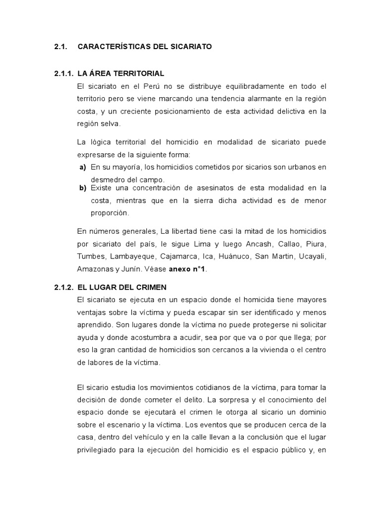 Características del Sicariato en Perú | PDF