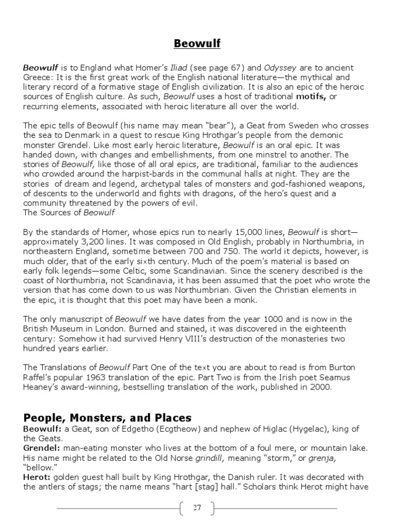 Beowulf-Holt Text | PDF | Beowulf | Hero