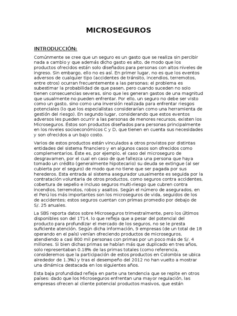 Micro Seguros | PDF | Seguro | Economias