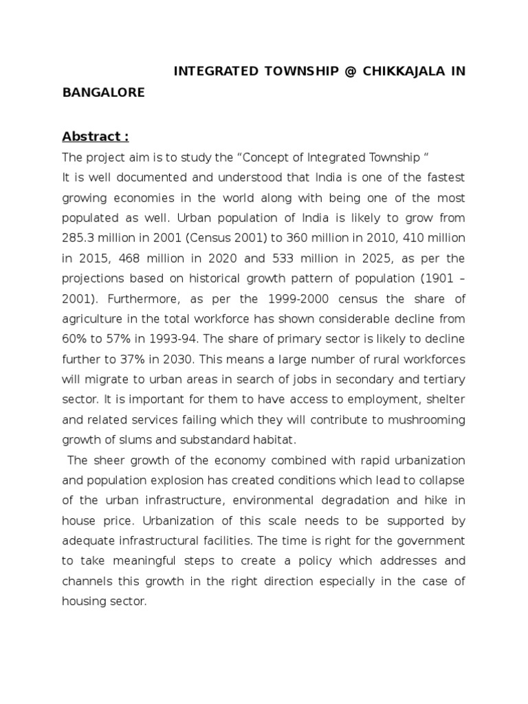 Integrated Township | PDF | Urbanization | Sustainability