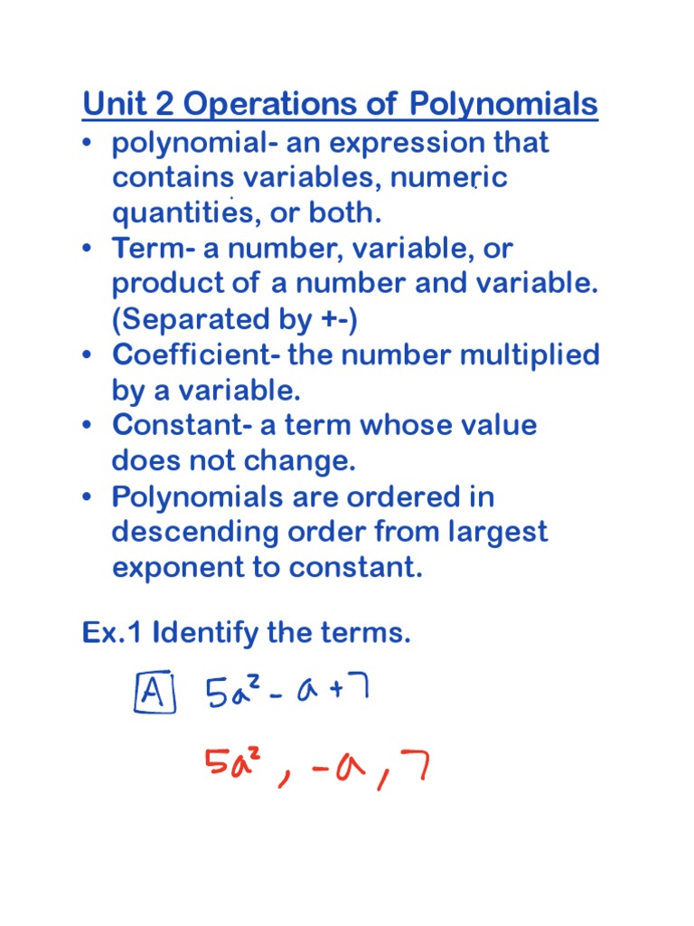 Unit 2 Operations of Polynomials | Download Free PDF | Polynomial ...