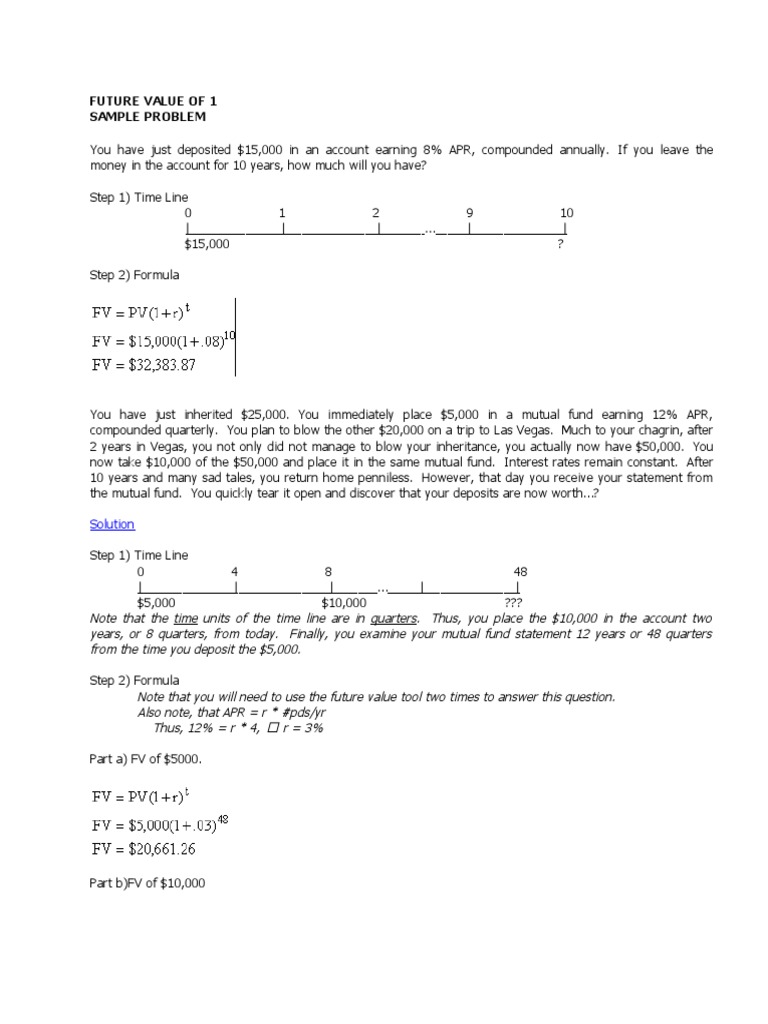 Future Value of 1 Sample Problem: Solution | PDF | Present Value ...