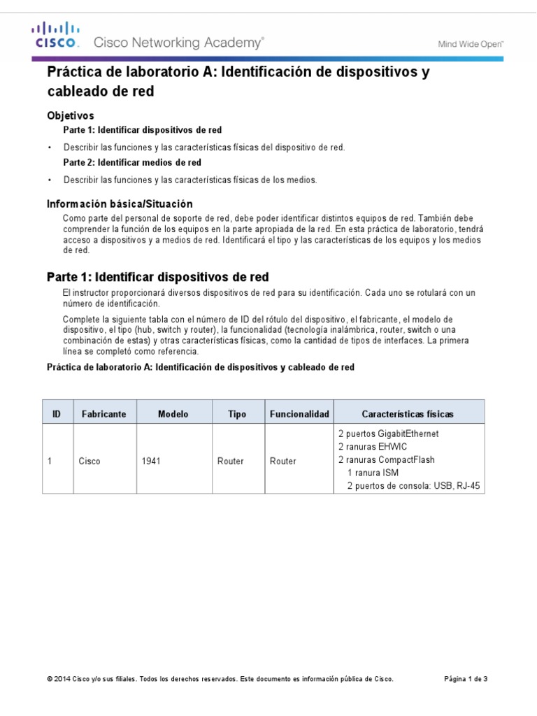 4.1.2.4 Lab - Identifying Network Devices and Cabling | PDF | Enrutador (Computación) | Red de ...