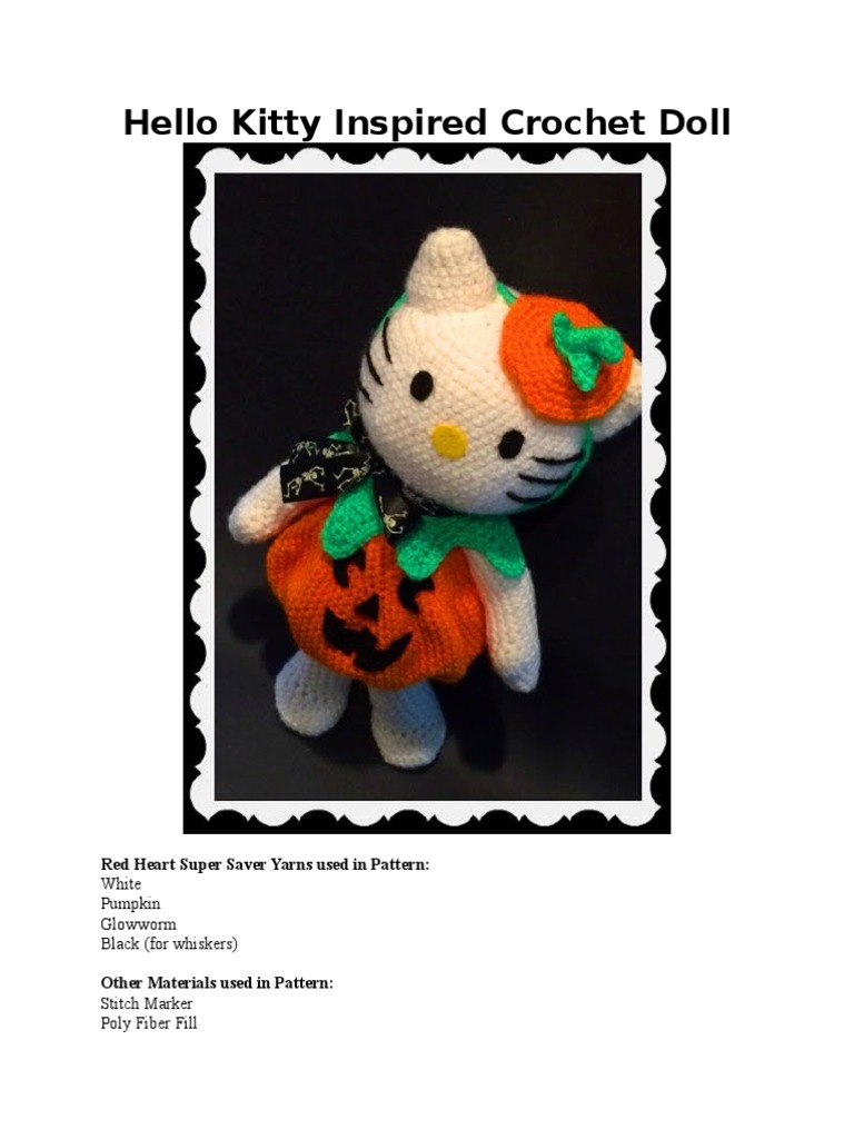 Hello Kitty Inspired Crochet Doll | PDF | Crochet | Woven Fabrics